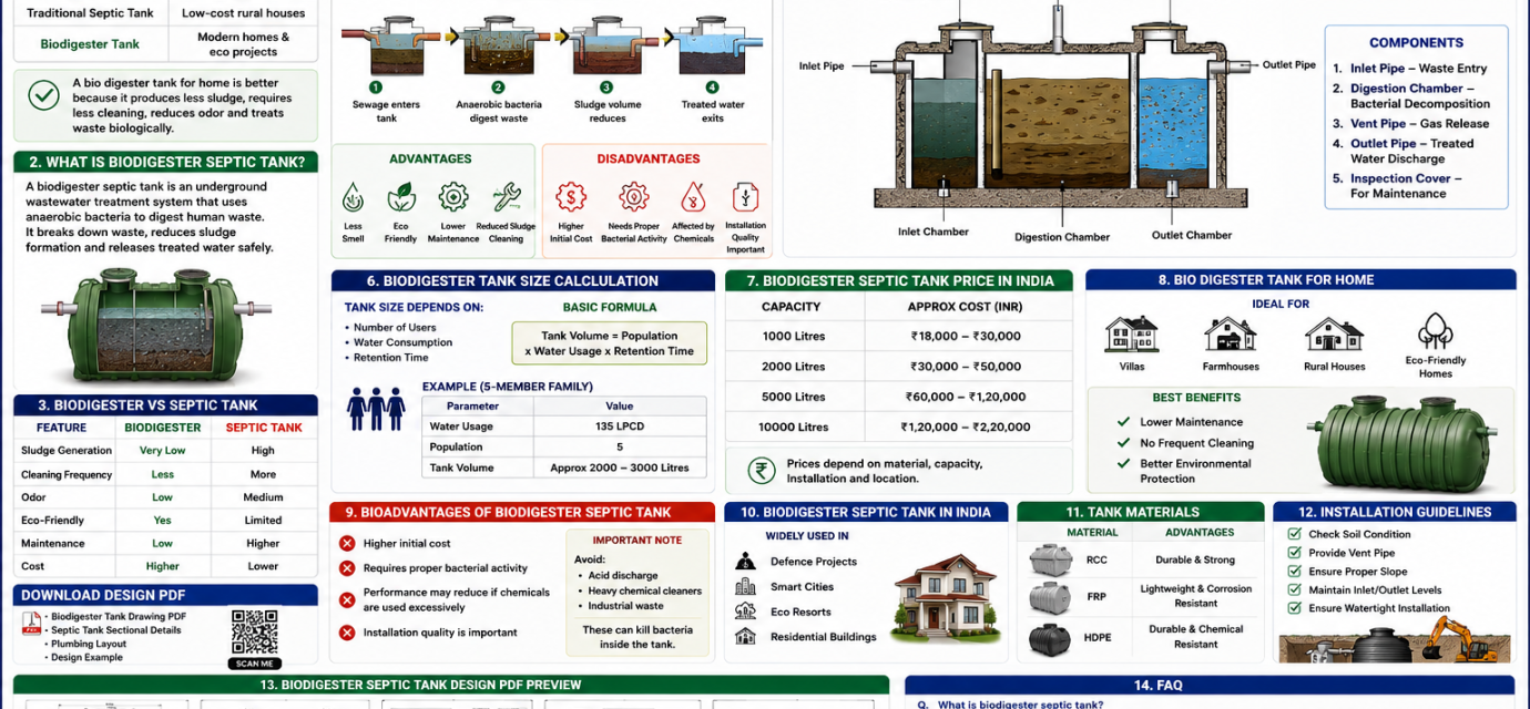Biodigester Septic Tank Design PDF, Price & Working Guide (India 2026 ...