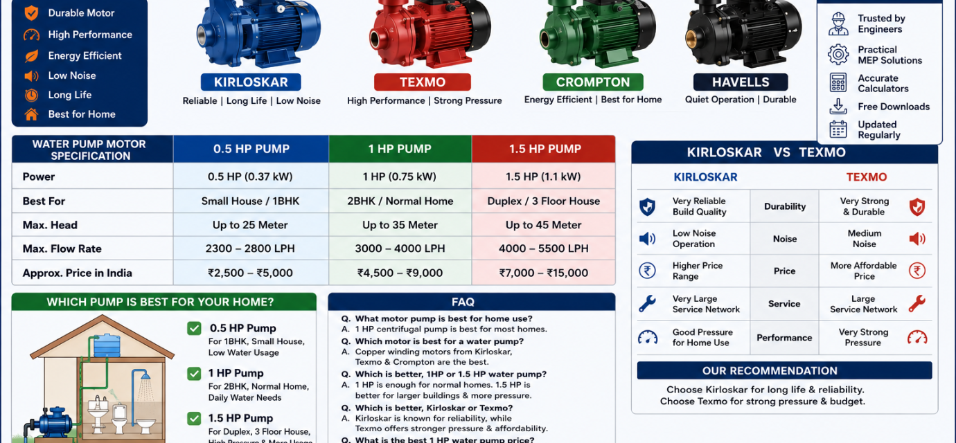 Best 1 HP & 1.5 HP Water Pump Motor for Home (Price & Comparison) - MEPWORK